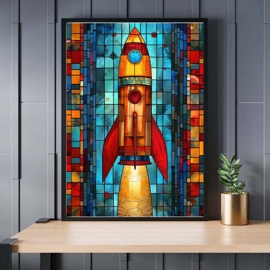 Stained Glass Rocket Jigsaw Puzzle 300/500/1000 Piece - Etsy