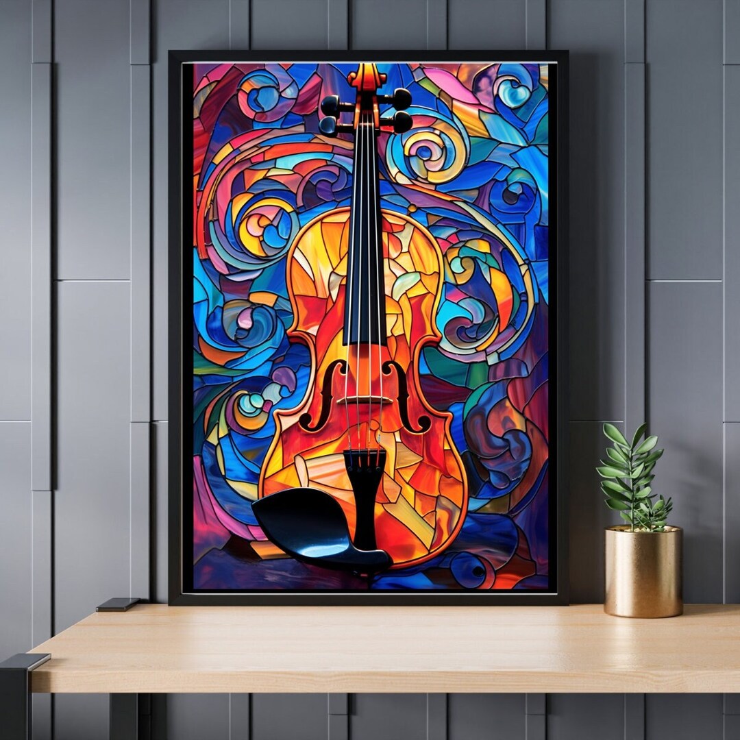 Stained Glass Violin Jigsaw Puzzle 300/500/1000 Piece - Etsy