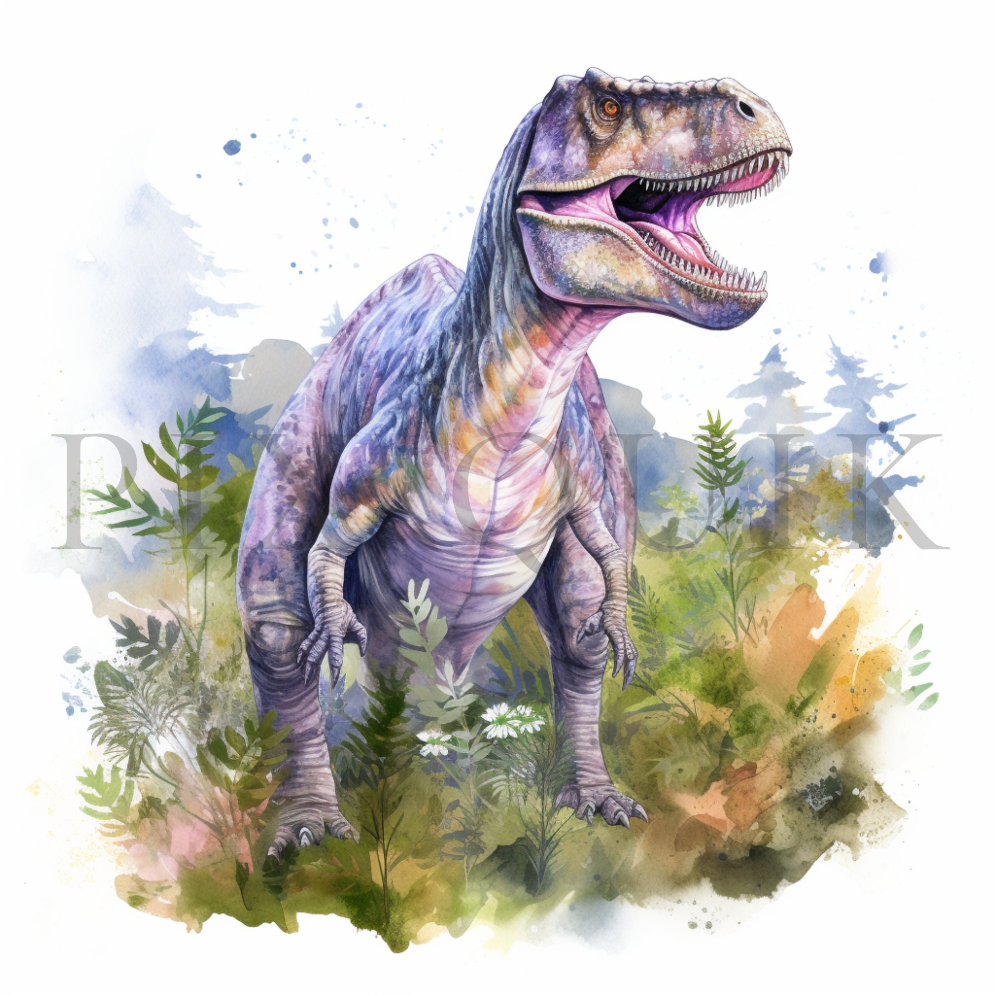 Watercolor Dinosaur Clipart 10 High Quality Jpgs Dinosaur Clipart Card ...