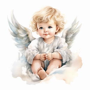 Watercolor Little Angel Clipart 10 High Quality Jpgs Angel Clipart ...