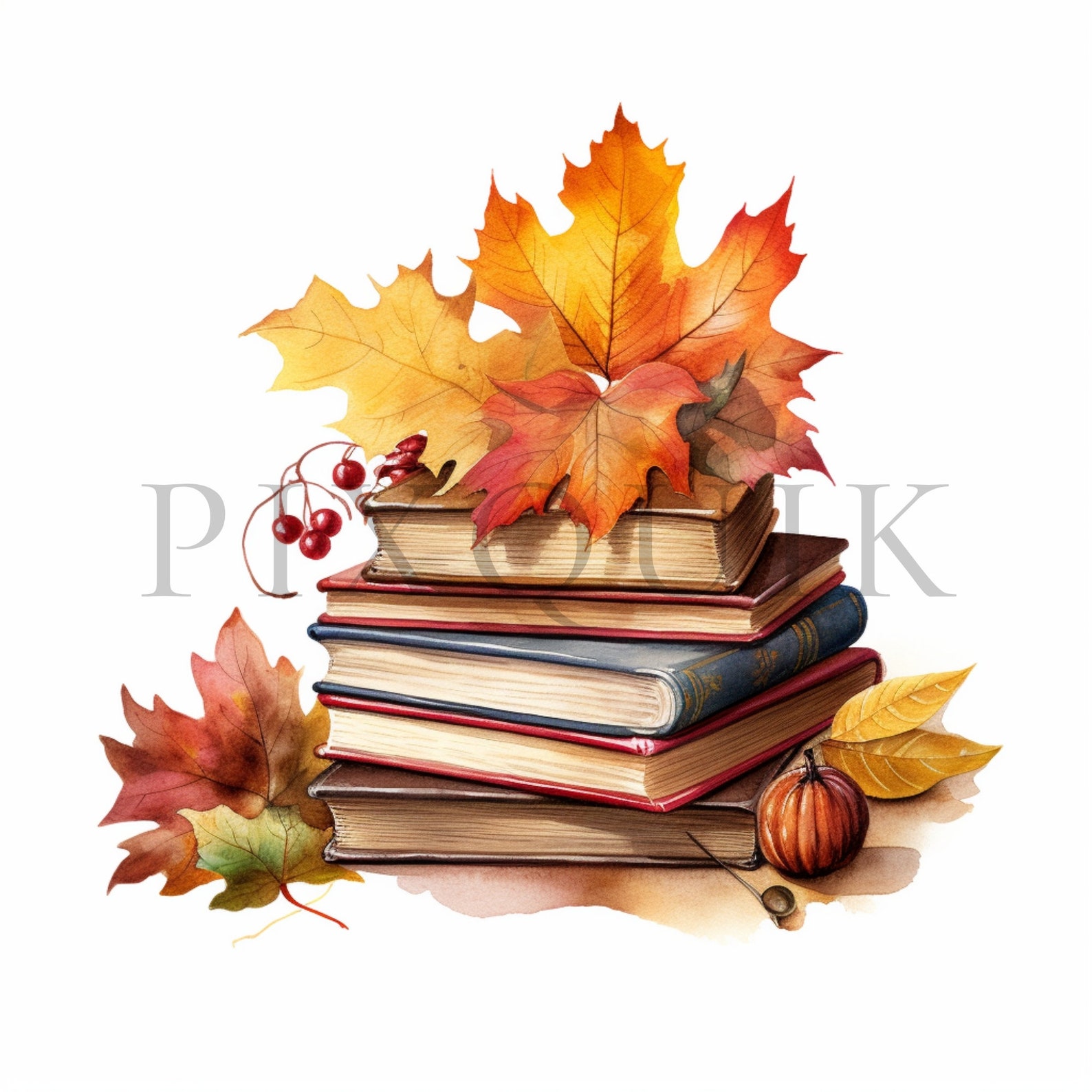 Watercolor Autumn Book Clipart | Fall Leaves (digital Download) - Etsy