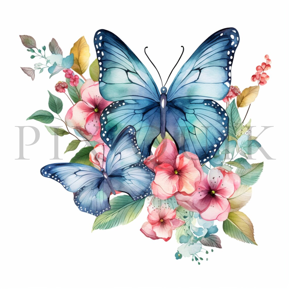 Floral Watercolor Butterfly Clipart 10 High Quality Jpgs Printable ...