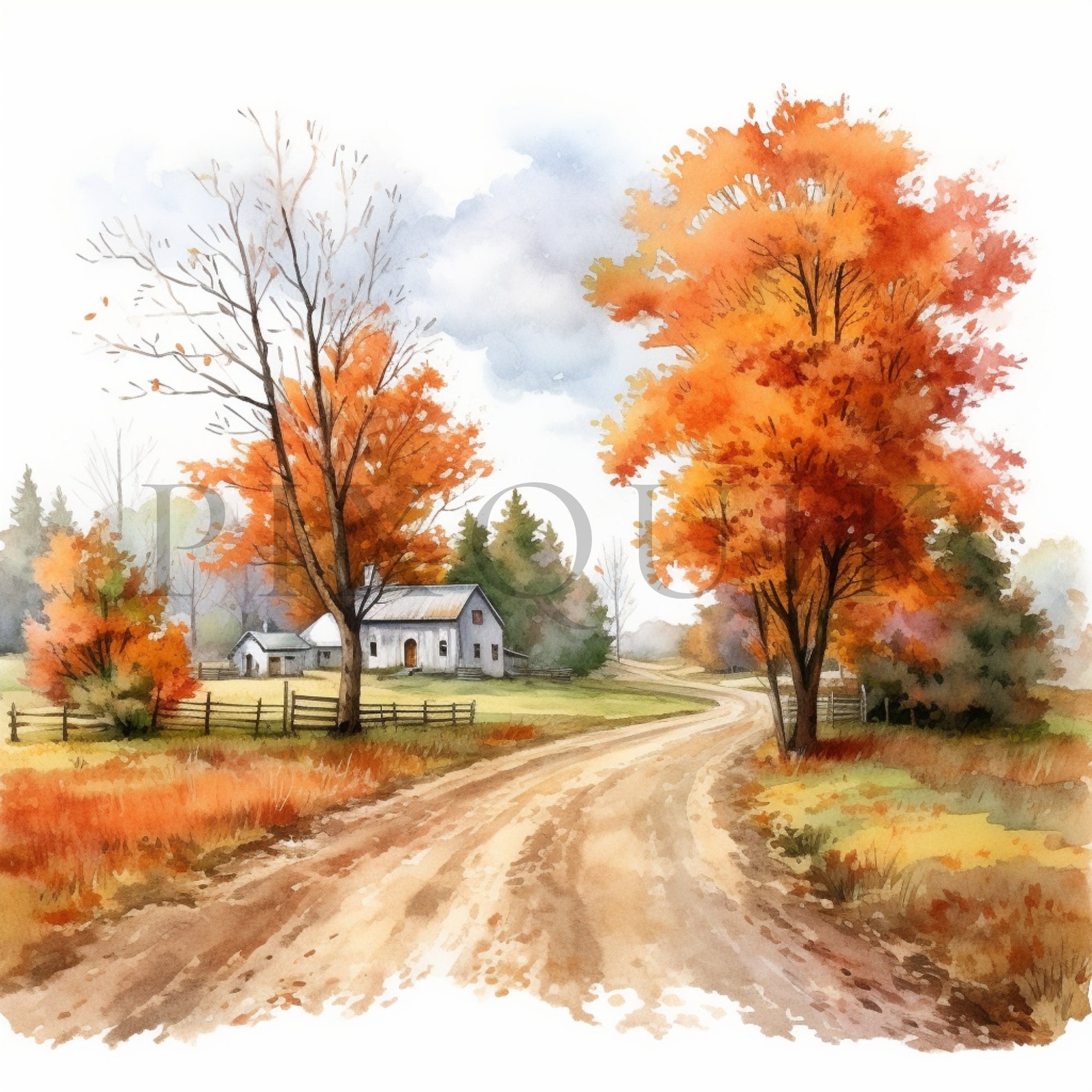 Autumn Scene Clipart 10 High Quality Jpgs Digital Download Fall Scenes ...