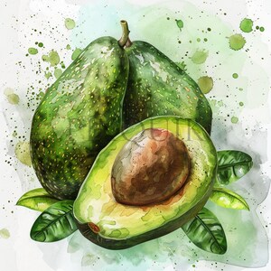 Watercolor Avocados Clipart | 10 High Quality Jpgs | Watercolor Clipart ...