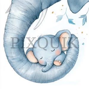 Sleeping Elephant Baby Boy Clipart | 21 High Quality Clipart | Adorable ...