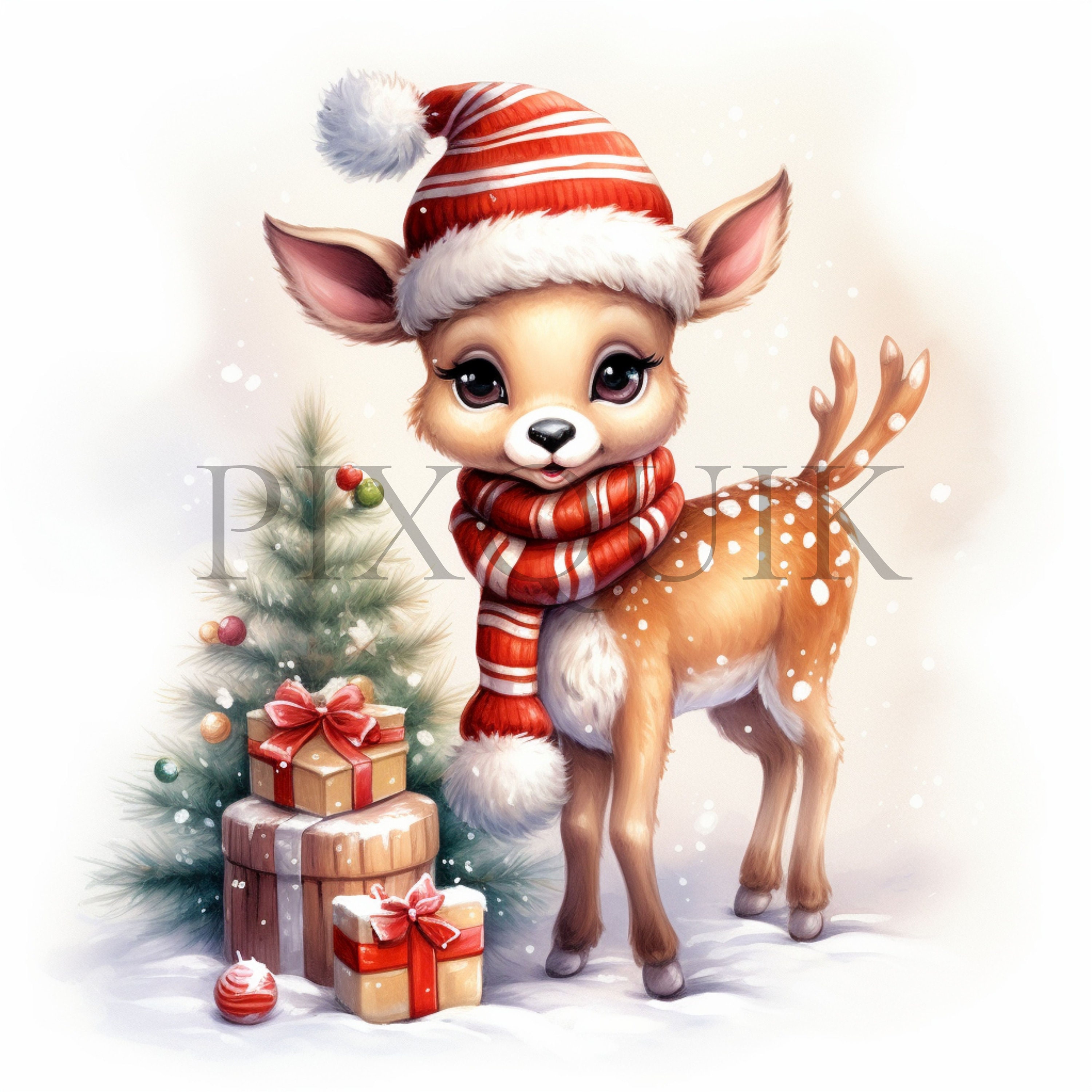 Christmas Fawn Clipart 10 High Quality Jpg's Digital Download Holiday ...