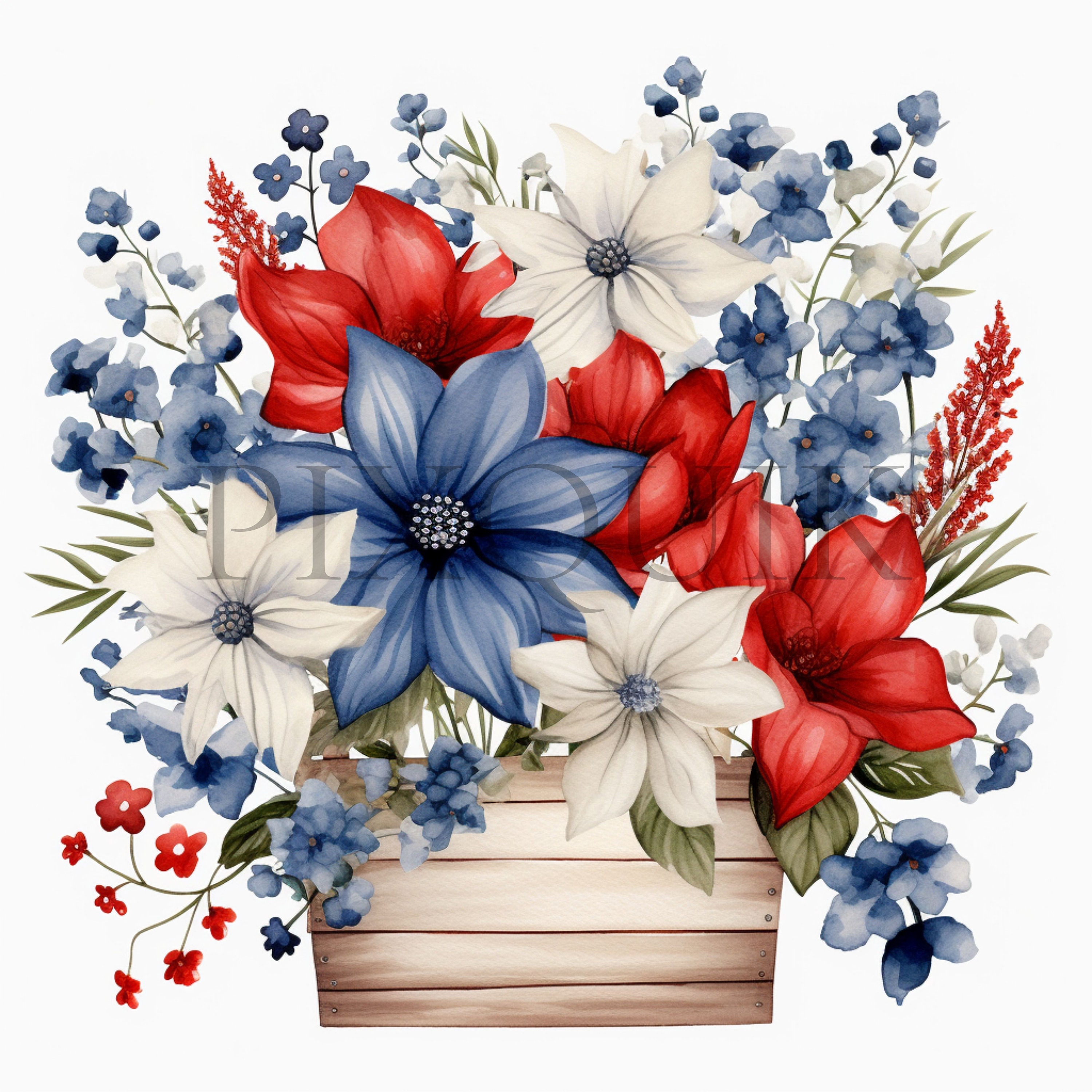4th of July Floral Clipart 10 High Quality Jpg's Digital Download ...