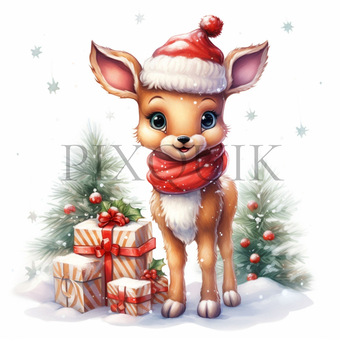 Christmas Fawn Clipart 10 High Quality Jpg's Digital Download Holiday ...