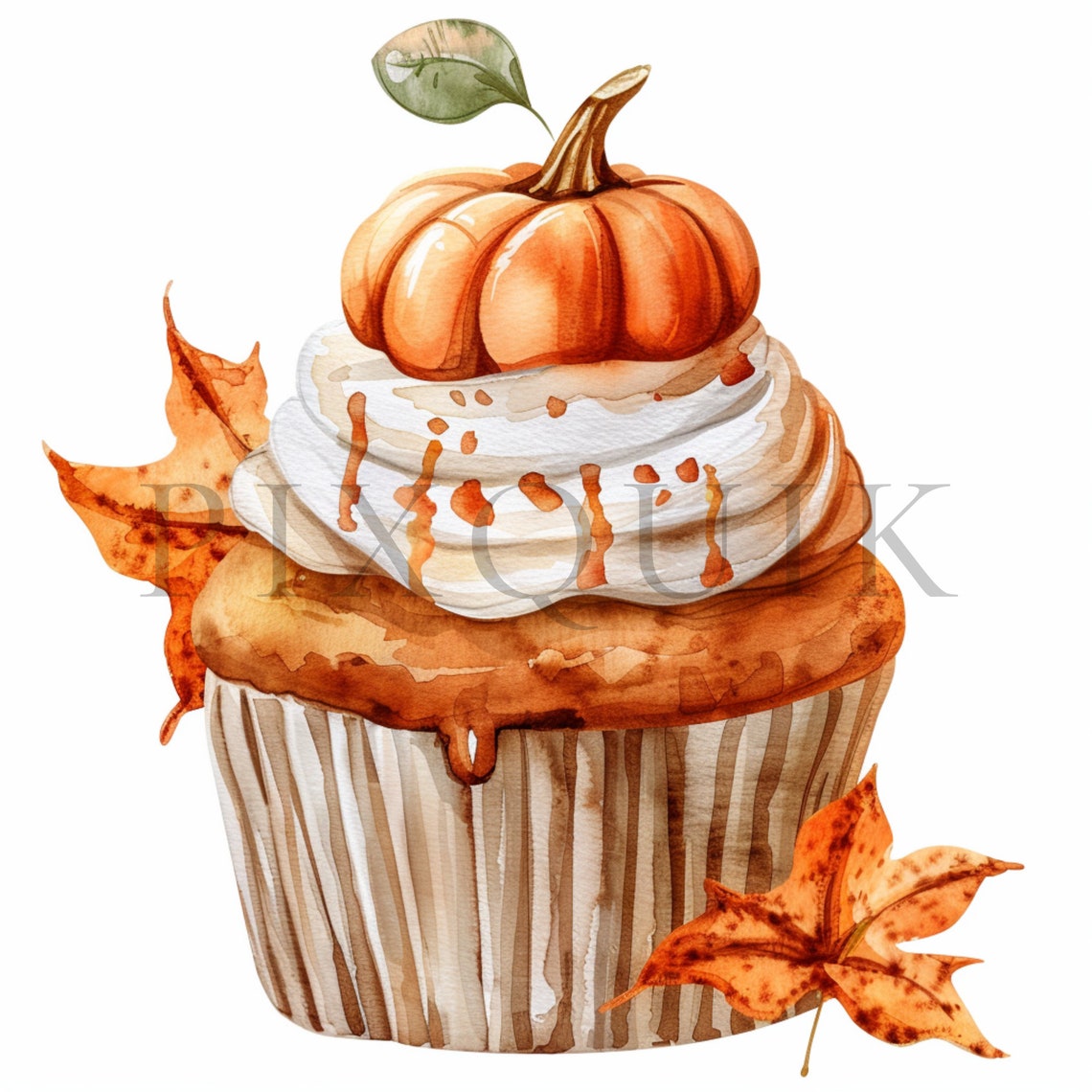 Pumpkin Cupcake Clipart 10 High Quality Jpgs Digital Download Pumpkin ...