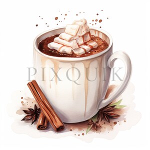 Watercolor Hot Chocolate Mug Clipart | 10 High Quality Jpgs | Instant ...