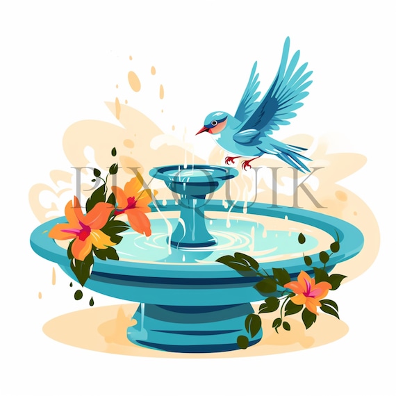 Garden Bird Bath Clip Art Birdbath Stock Illustrations – 423