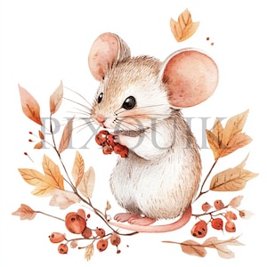 Cute Autumn Mouse Clipart | 10 High Quality Jpg's and PNG | Cozy Fall ...