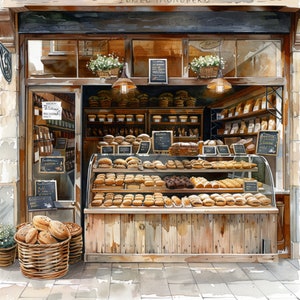 Watercolor French Bakery Clipart | 10 High Quality Jpgs | Instant ...