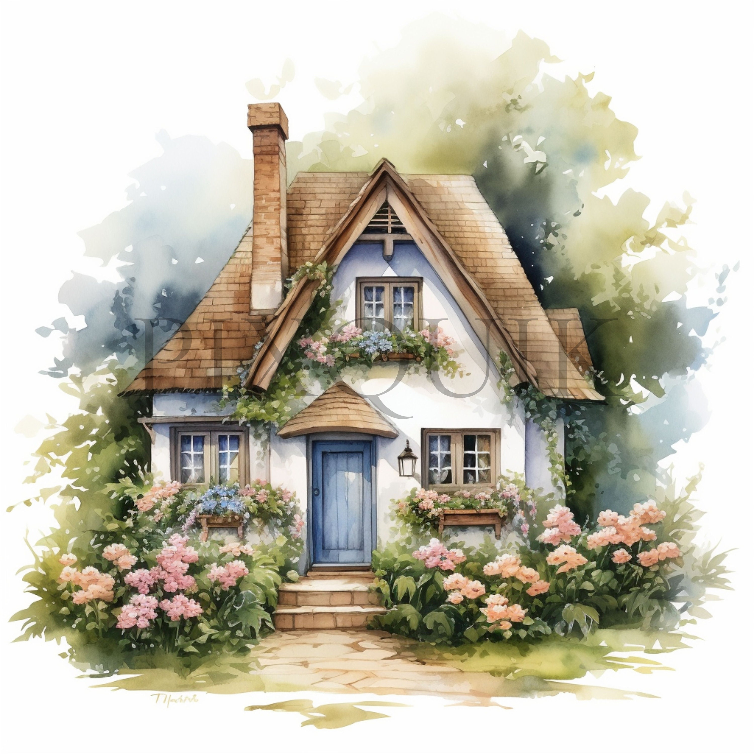 Country Cottage Clipart Set | 10 High Quality Jpgs | Cozy Cottage ...