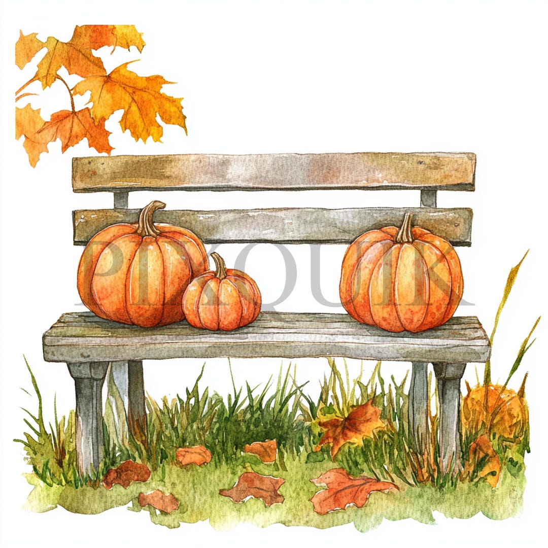 Autumn Bench Clipart | 10 High Quality Jpg's | Cozy Fall Bench ...