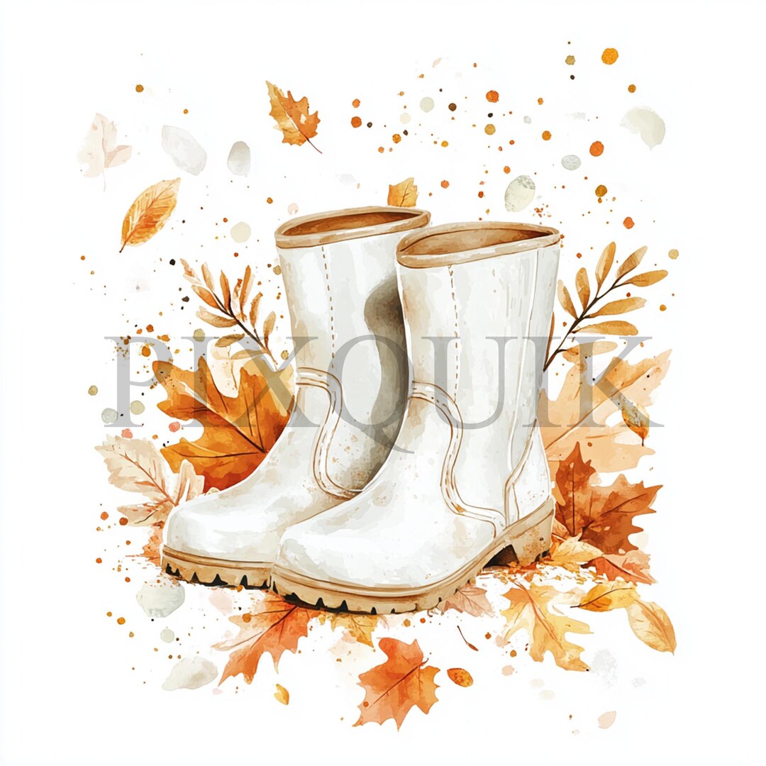 Autumn Rain Boots Clipart | 10 High Quality Jpg's and PNG | Cozy Fall ...
