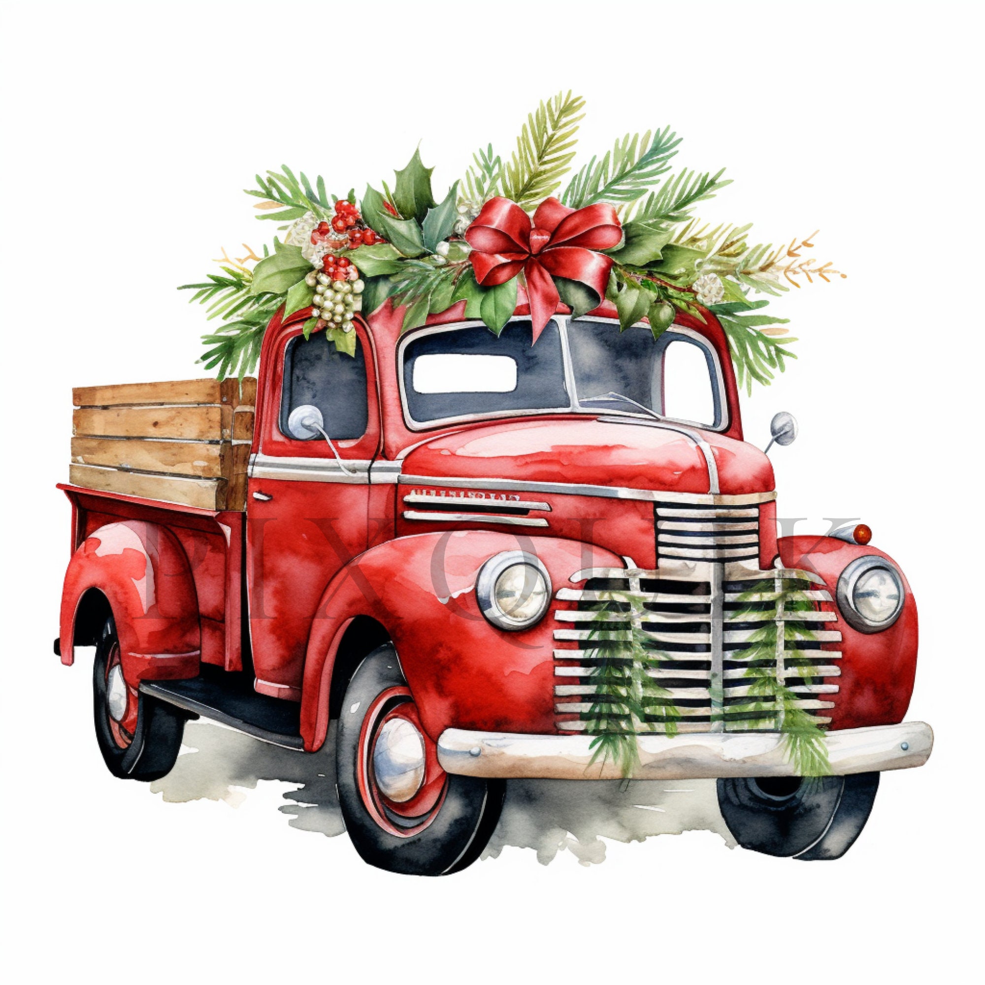 Holiday Truck Clipart 10 High Quality Jpgs Digital Download Truck ...
