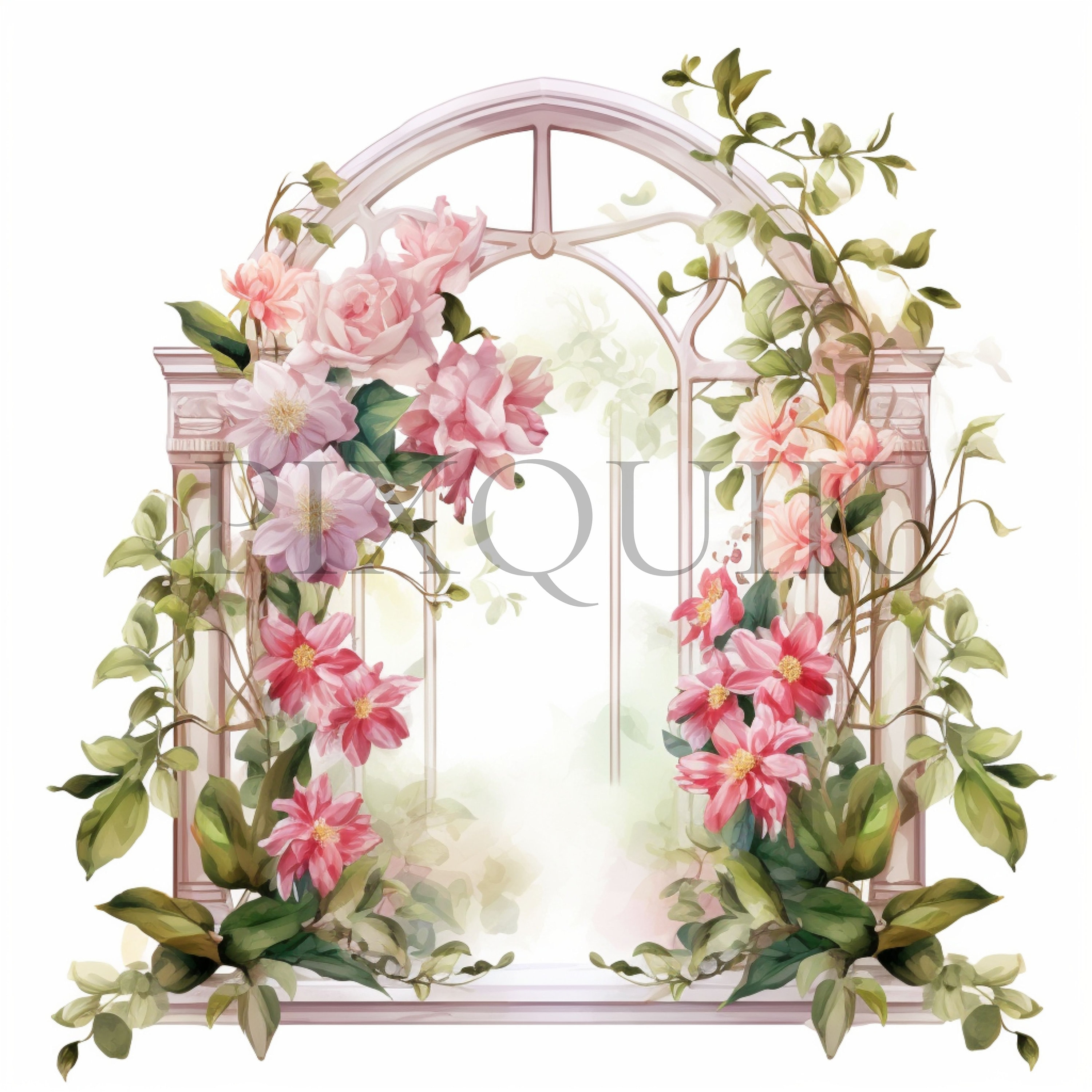 Window Frame Clipart 10 High Quality Jpgs Vintage Window Illustrations ...