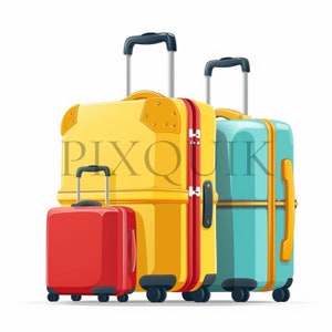 Rolling Luggage Clipart | Colorful Suitcase Art (digital Download) - Etsy