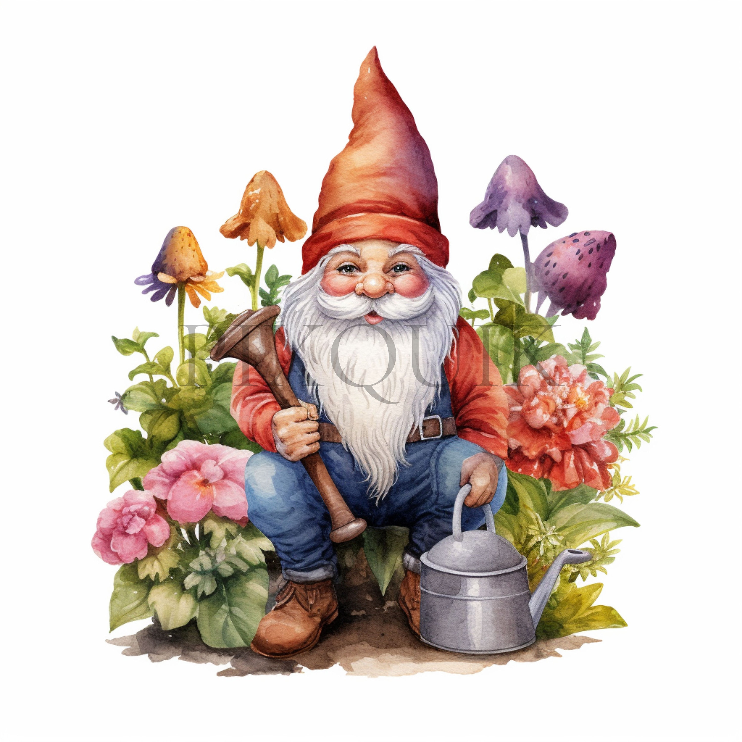 Watercolor Garden Gnome Clipart 10 High Quality Jpgs Gnome Clipart ...
