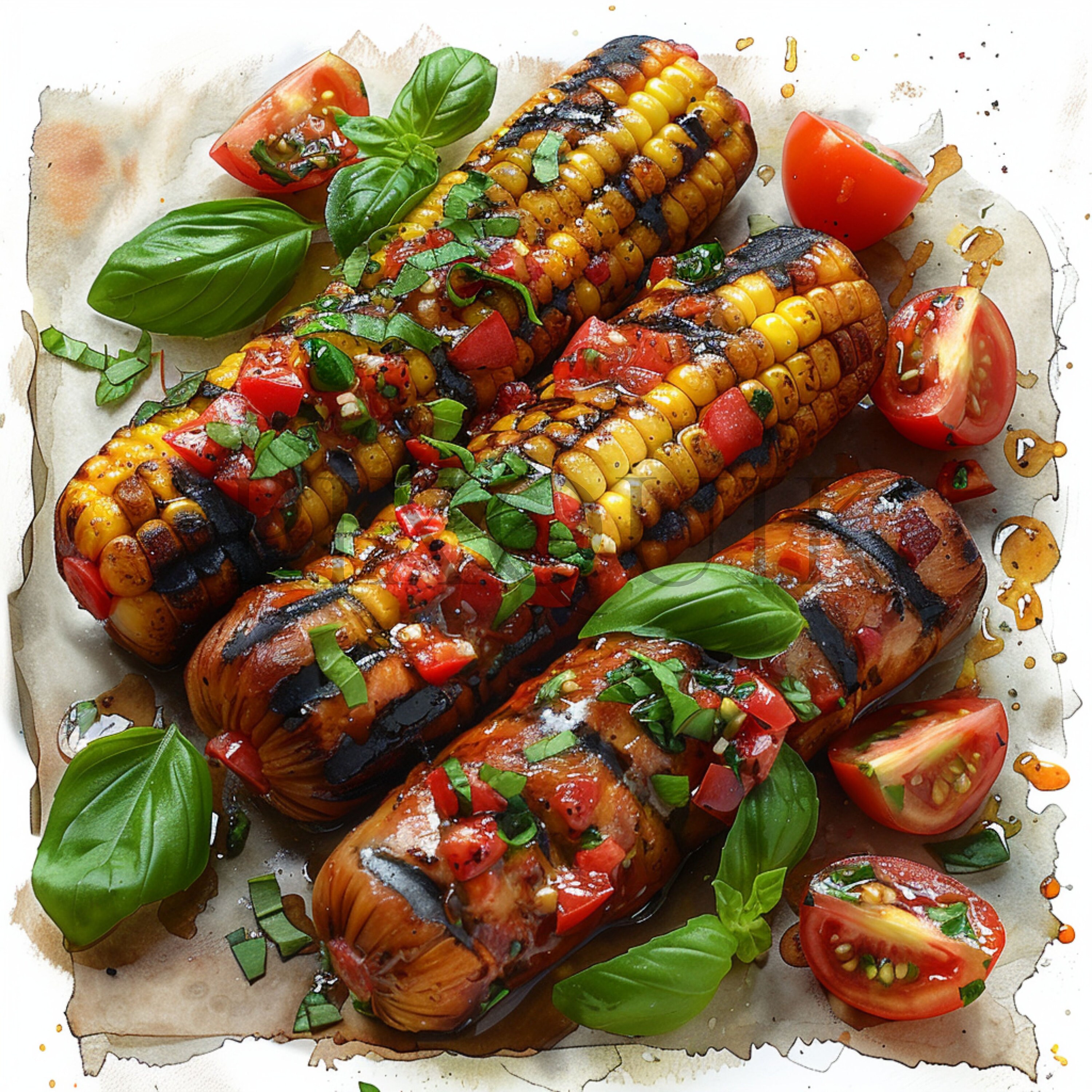 Watercolor Corn Dog Clipart 10 High-quality Jpgs Corndog Clipart Set ...