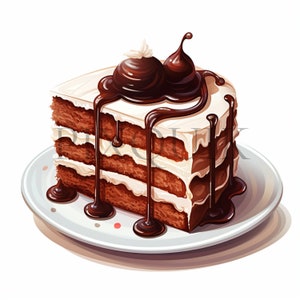 Slice of Chocolate Cakes Clipart | 10 High Quality Jpg's | Digital ...