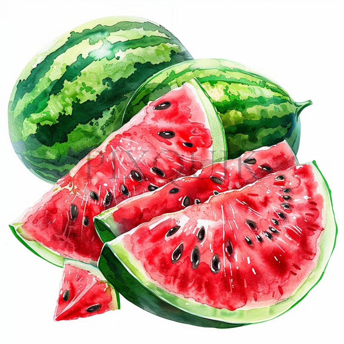 Watercolor Watermelon Clipart | Summer Fruit Jpgs (instant Download) - Etsy