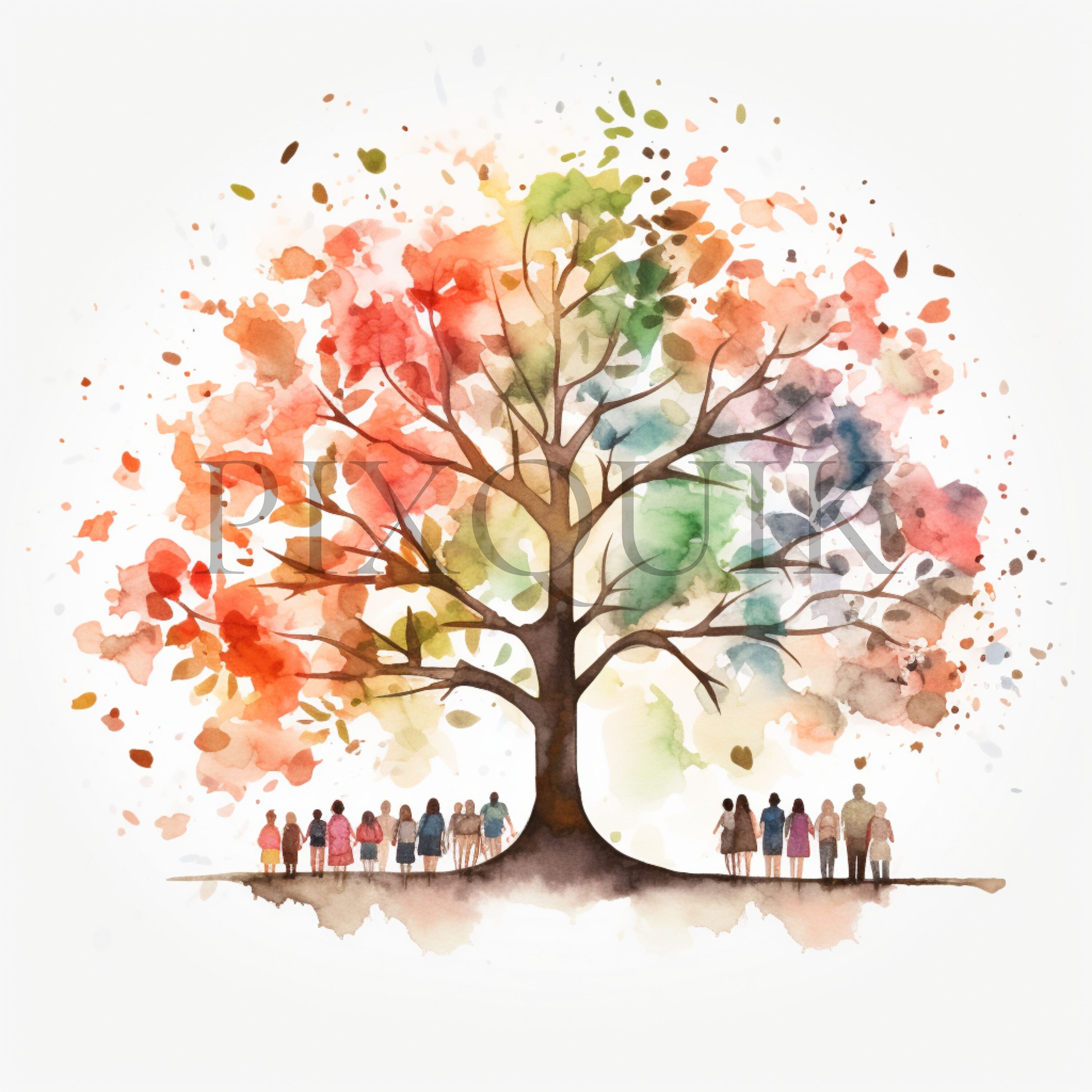 Watercolor Family Tree Clipart Set 10 High Quality Jpgs Digital ...