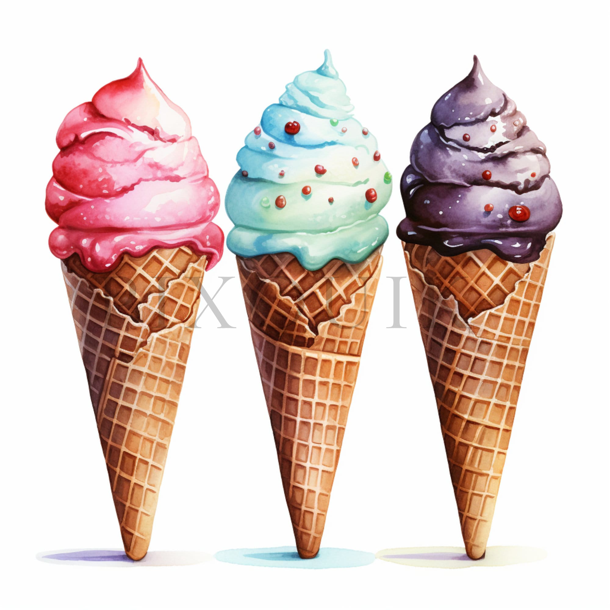 Watercolor Ice Cream Clipart | 10 High Quality Jpgs | Digital Download ...