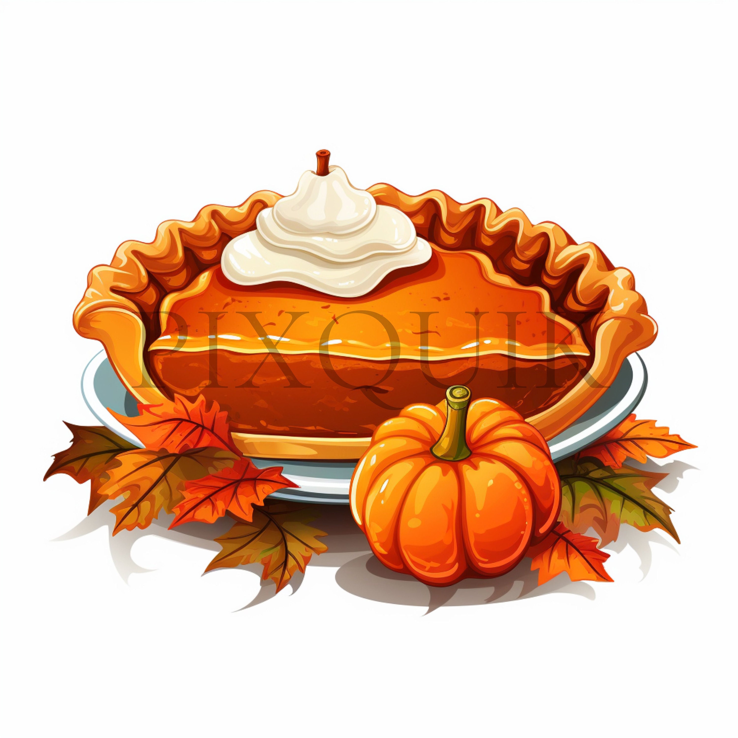 Watercolor Pumpkin Pie Clipart | Fall Harvest Illustration (digital ...