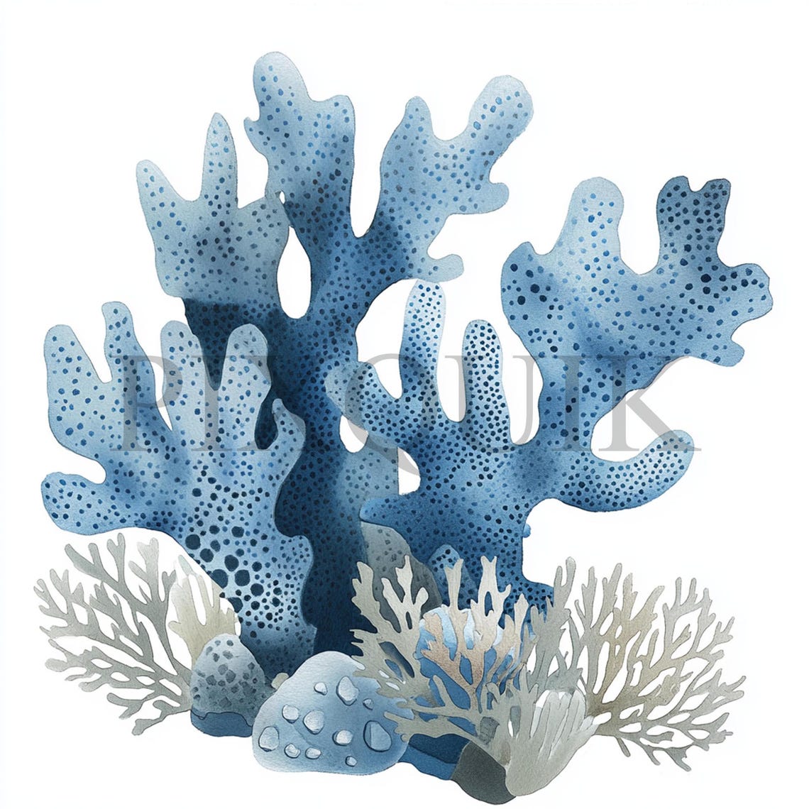 Watercolor Coral Reef Clipart: Marine Life Art (JPG & PNG Files) - Etsy