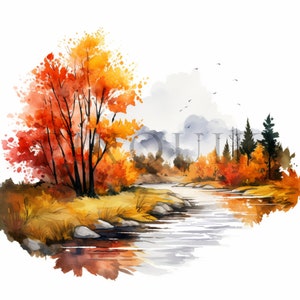 Fall Landscape Clipart | 10 High Quality Jpgs | Digital Download | Fall ...