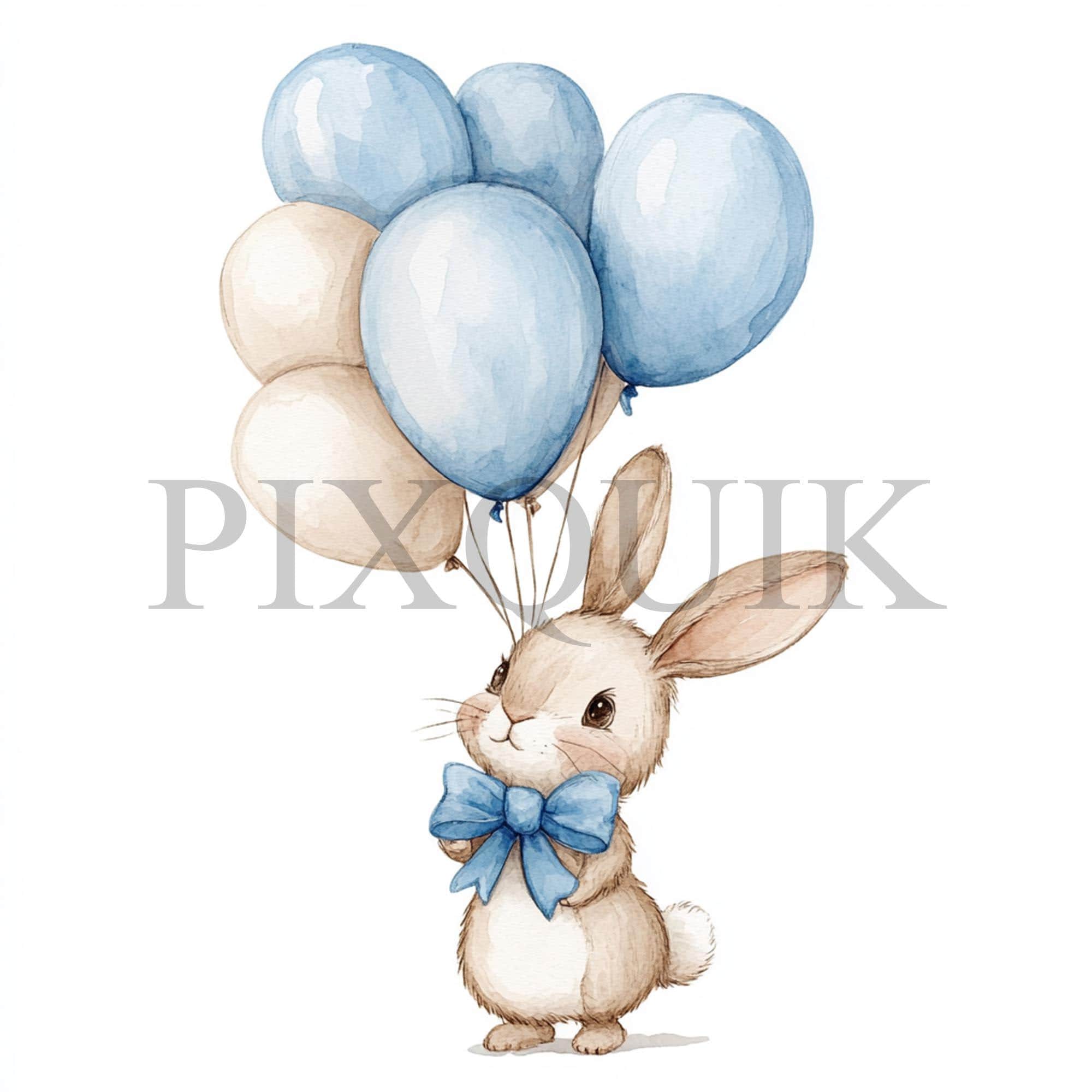 Bunny With Balloon Clipart | 10 Jpg's and PNG Files | Card Making ...