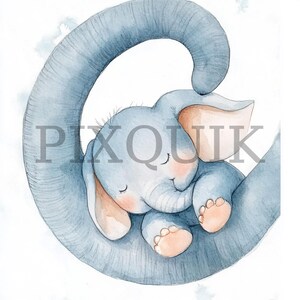 Sleeping Elephant Baby Boy Clipart | 21 High Quality Clipart | Adorable ...