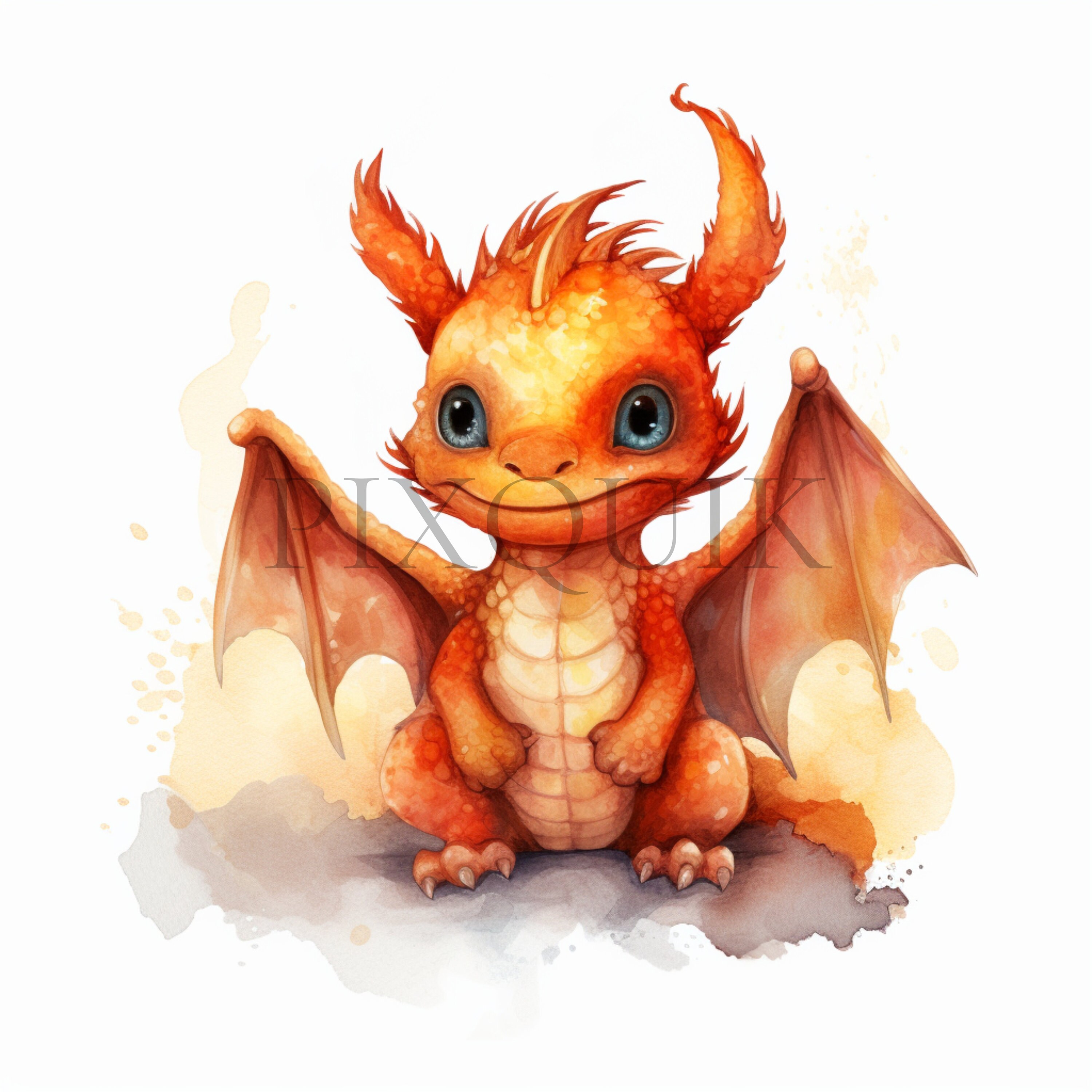 Watercolor Dragon Clipart 10 High Quality Jpgs Instant Digital Download ...