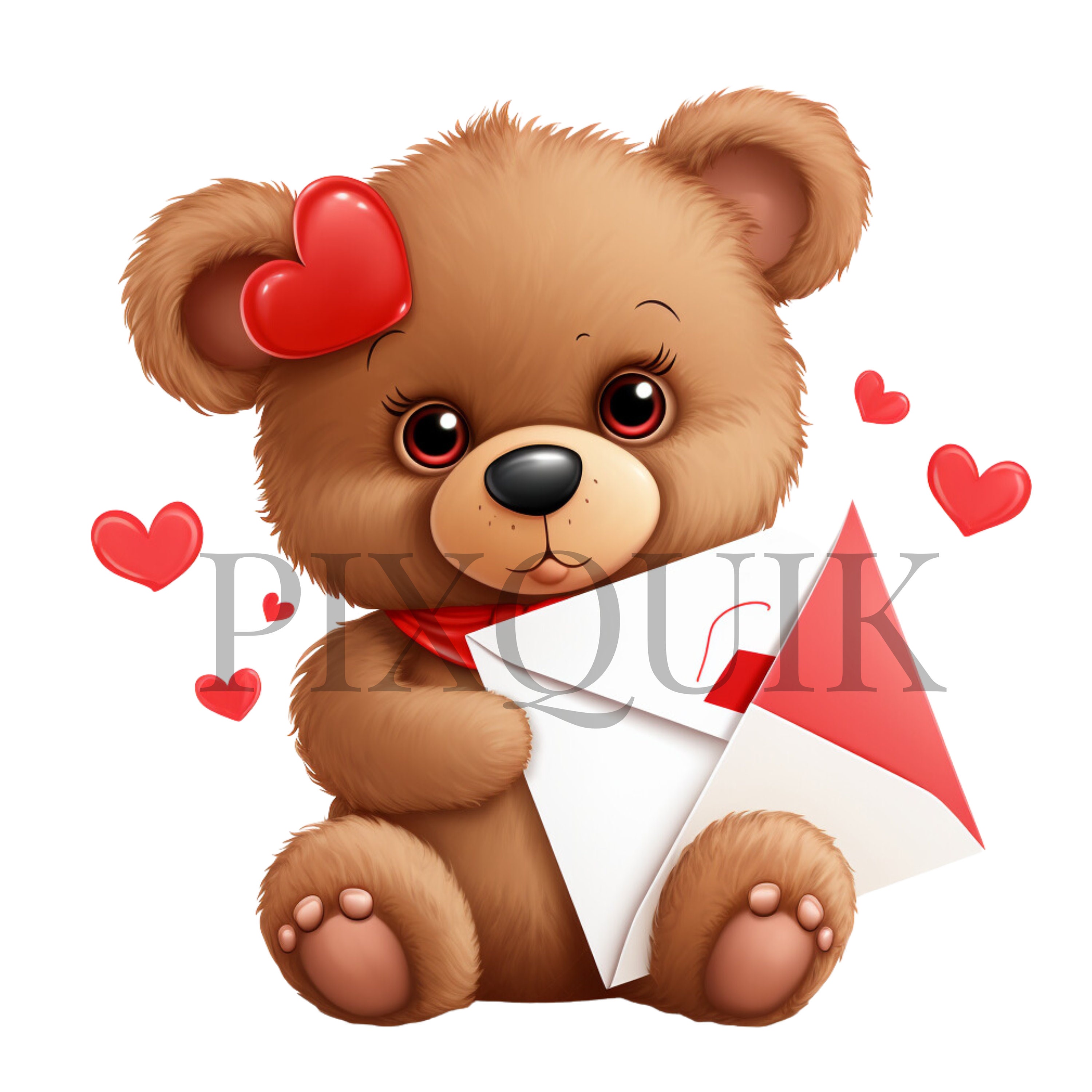 Valentines Teddy Bear Clipart Cute Teddy Bear Digital Download Card ...