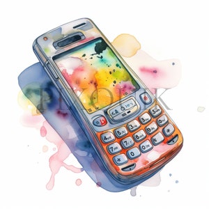 Watercolor Cellphone Clipart Set | Mobile Phone Illustrations (digital ...