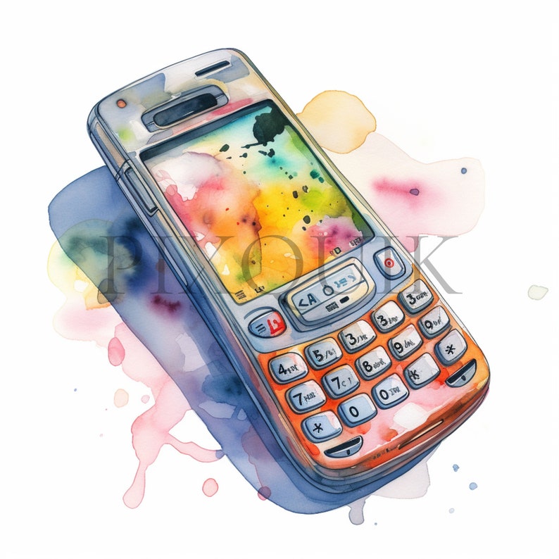 Watercolor Cellphone Clipart Set | Mobile Phone Illustrations (digital ...