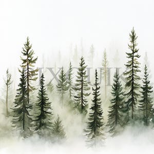 Watercolor Pine Tree Clipart | Forest Illustration (10 JPG & PNG Files ...