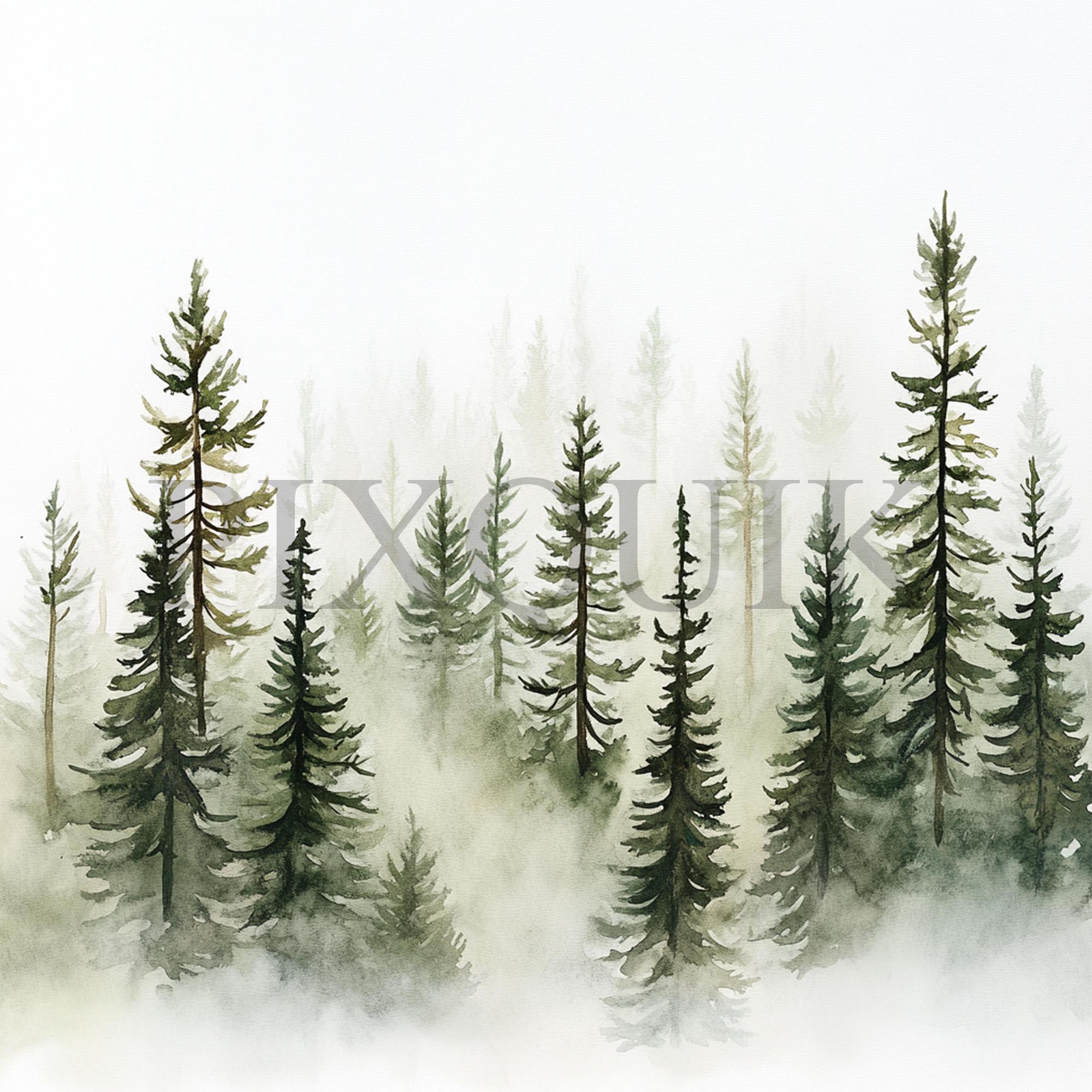 Watercolor Pine Tree Clipart | Forest Illustration (10 JPG & PNG Files ...