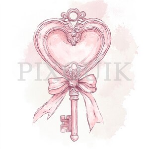 Valentine Day Pink Heart-shaped Key | 4 Valentine Clip Art | Card ...