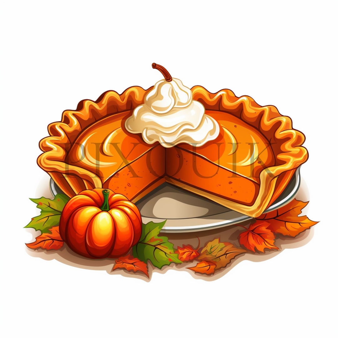 Watercolor Pumpkin Pie Clipart | Fall Harvest Illustration (digital ...