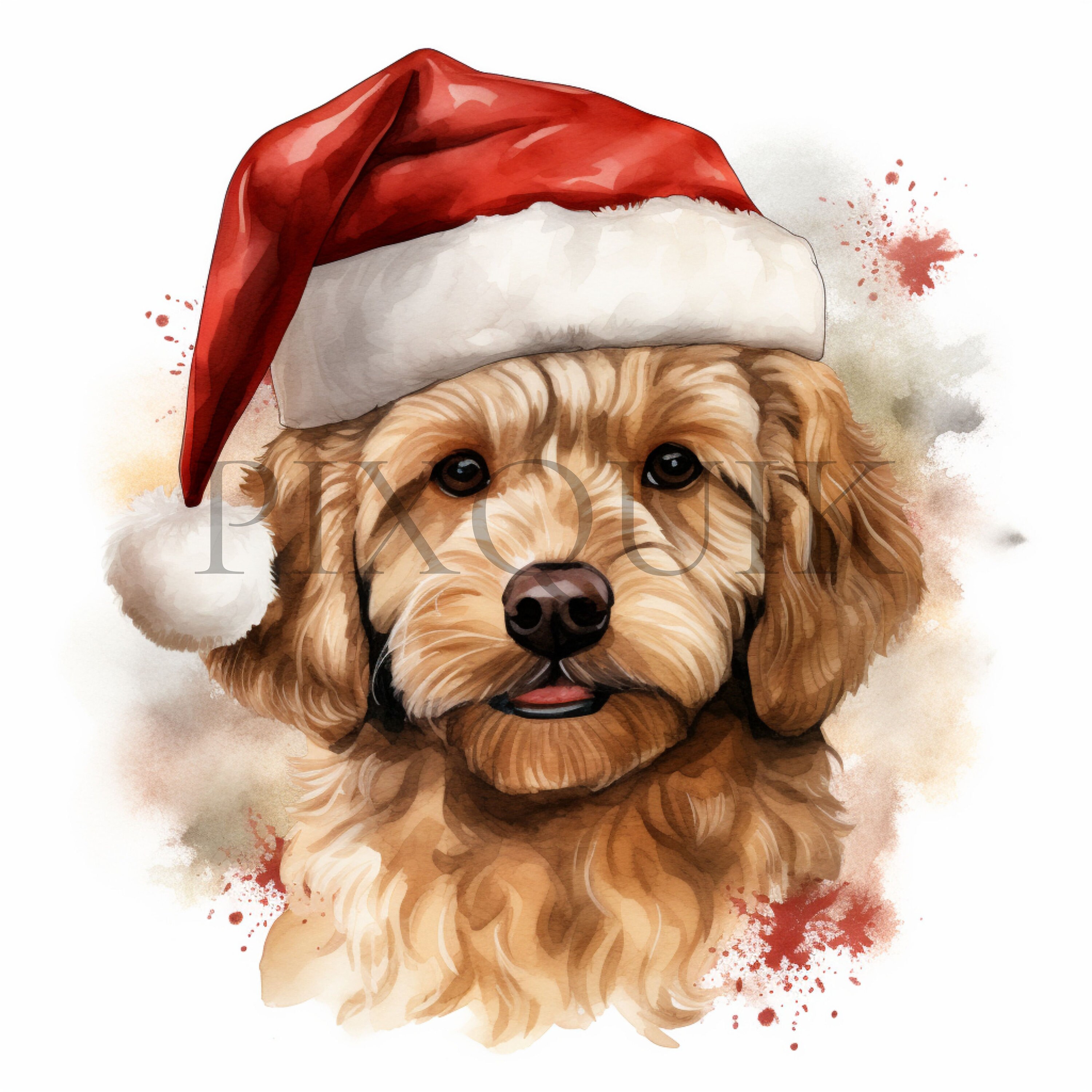 Watercolor Holiday Dog Clipart 10 High Quality Jpgs Christmas Dog Dog ...