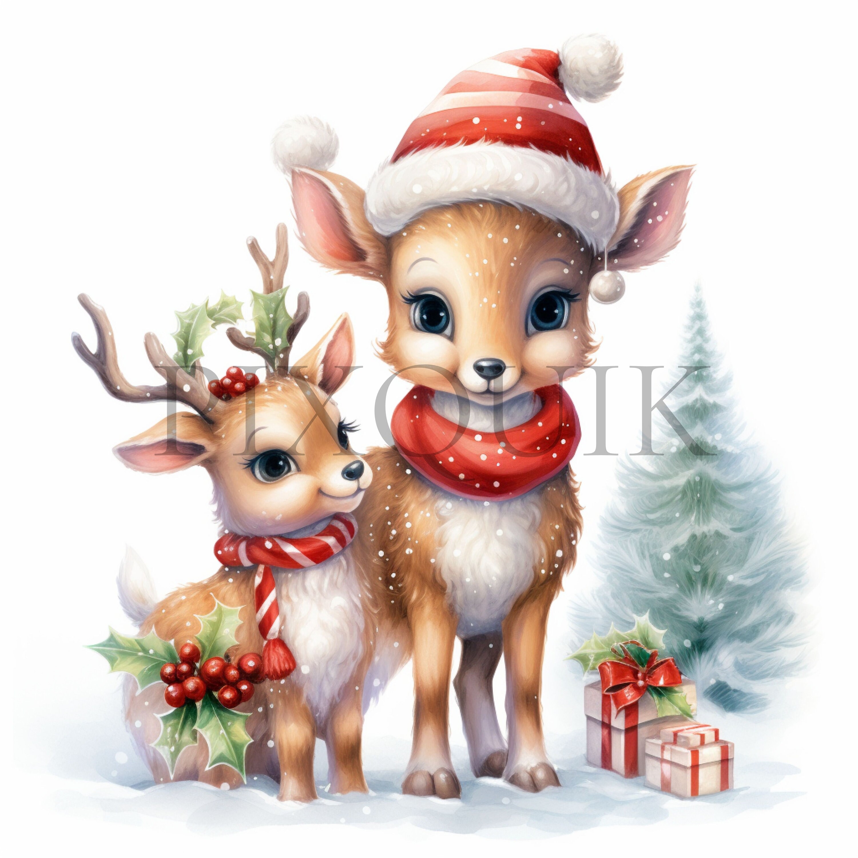 Christmas Fawn Clipart 10 High Quality Jpg's Digital Download Holiday ...
