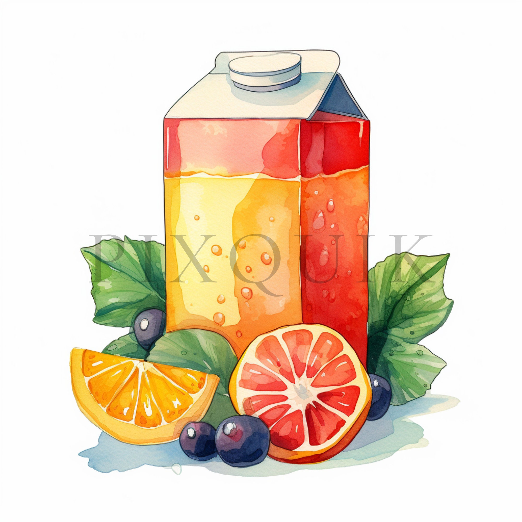 Juice Box Clipart | Fruit Juice Illustration (digital Download) - Etsy