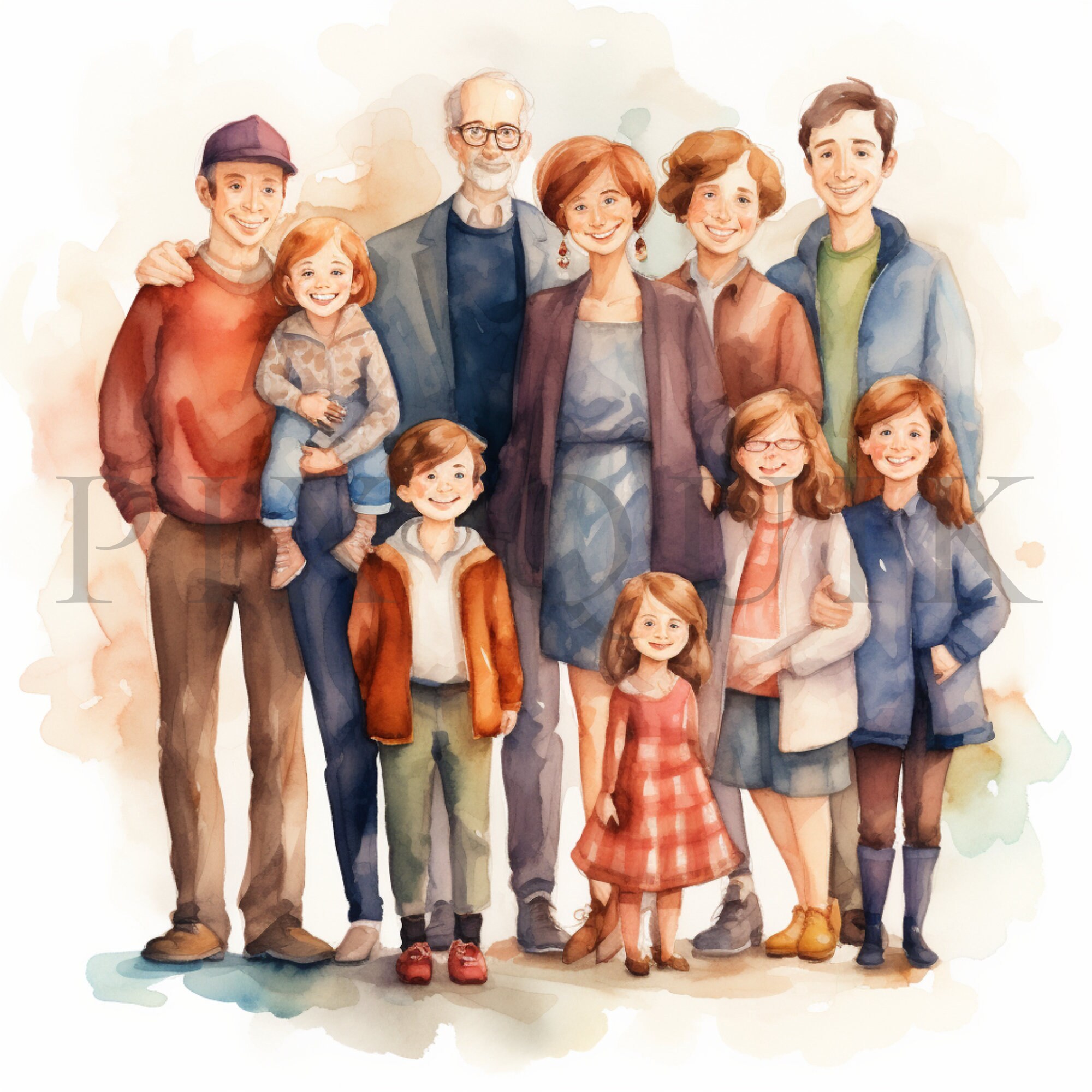 Watercolor Family Clipart 12 High Quality Jpgs Family Gathering Clipart ...