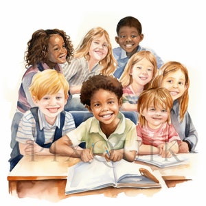 Watercolor Student Clipart: Diverse Learning Images (digital Download ...