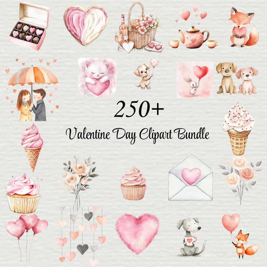 Valentine's Day Clipart Bundle | 250+ Romantic Designs (digital ...