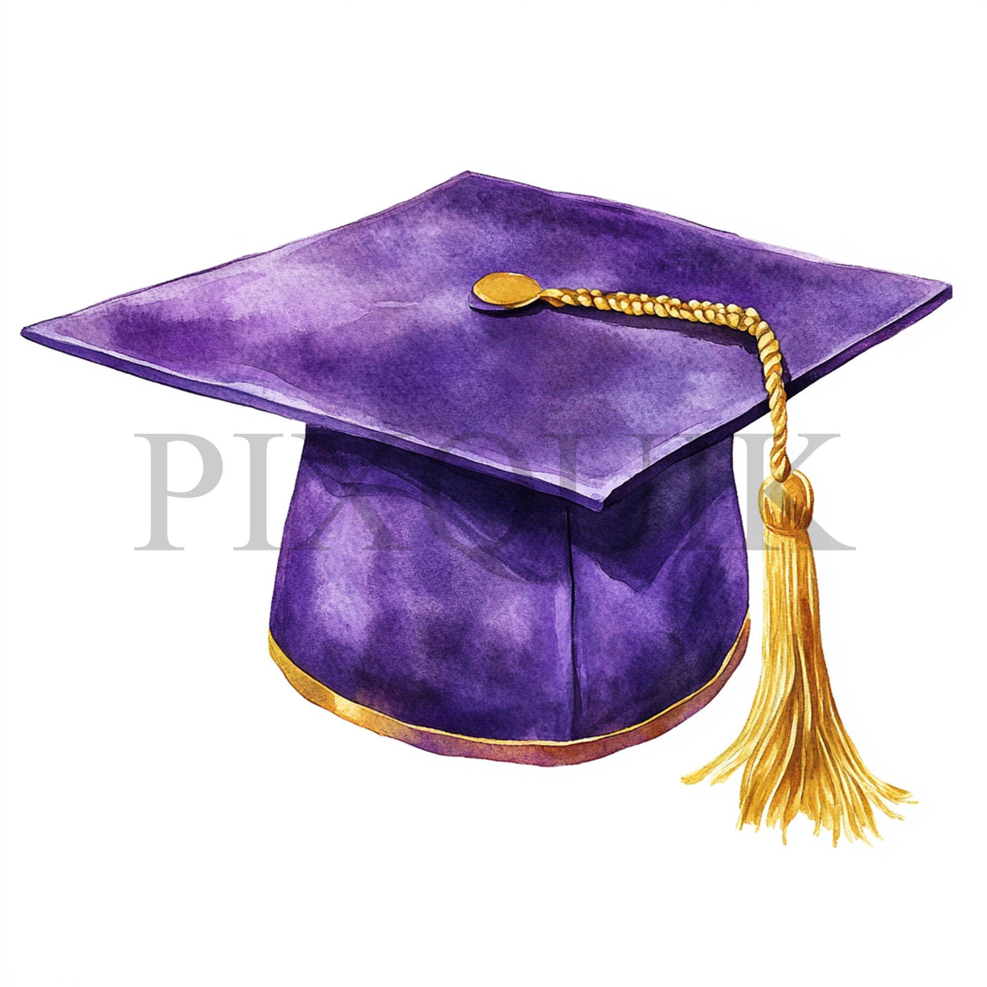 Purple Graduation Cap Clipart: Watercolor Art (10 JPG Files) - Etsy