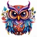 Whimsical Owl Clipart | Colorful Bird Illustration (jpgs) - Etsy